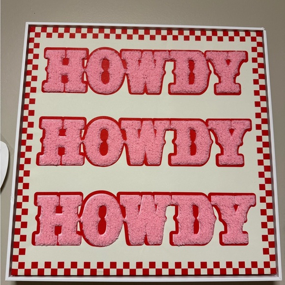 Wall Decor | Howdy Wall Art With Red And Pink Design | Poshmark